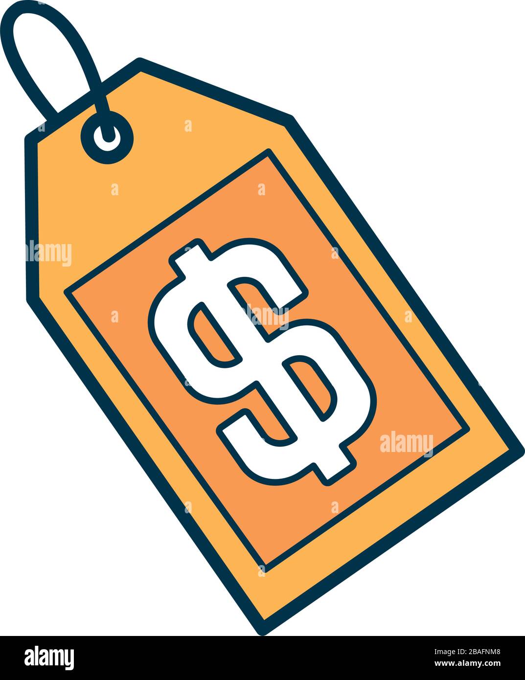 price tag with money symbol icon over white background, line and fill ...