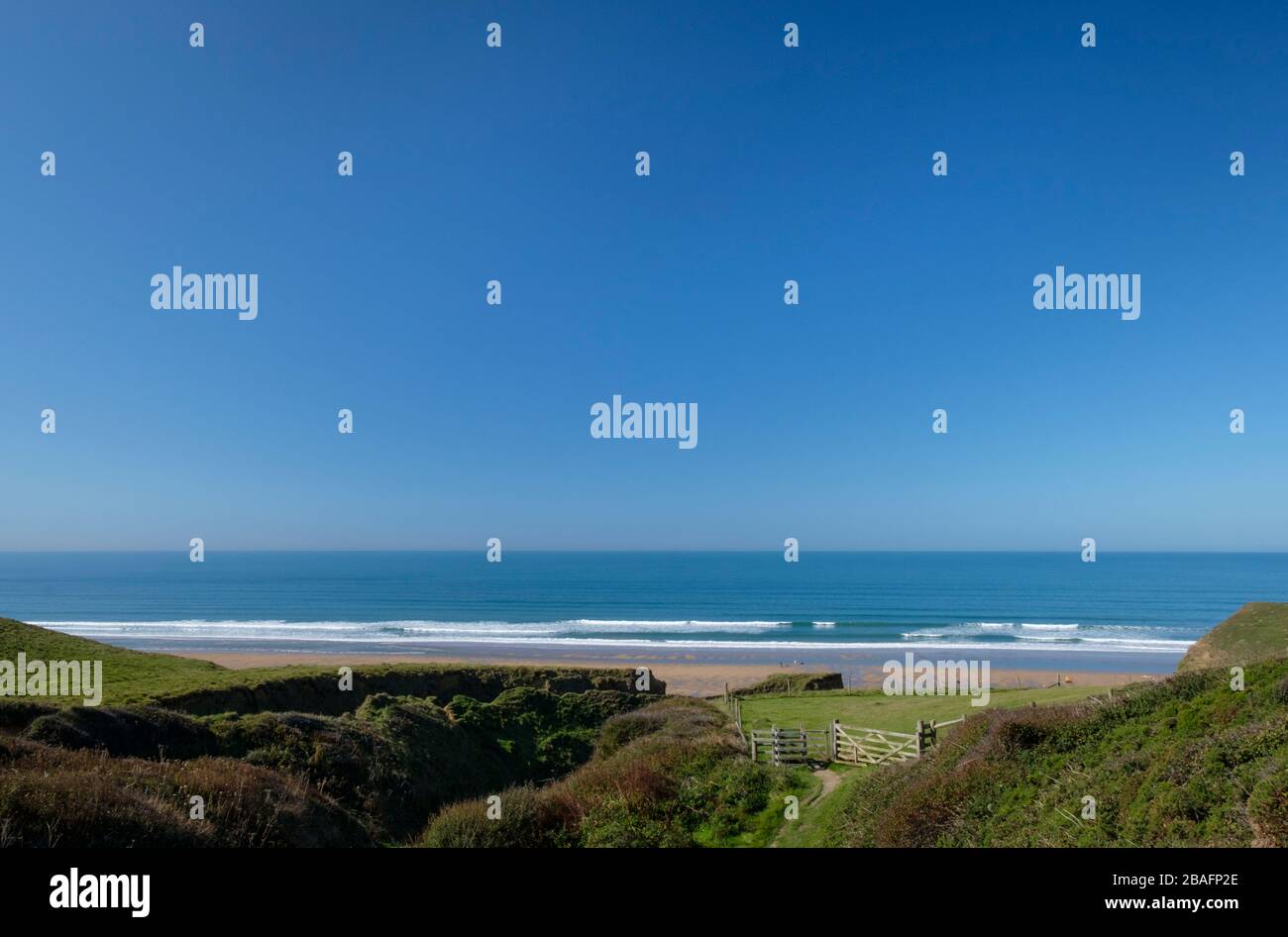 The lovely sandy beach is accessible from Sandymouth Bay National Trust ...