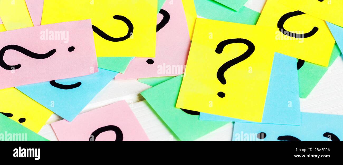 Just a lot of question marks on colored papers Stock Photo - Alamy