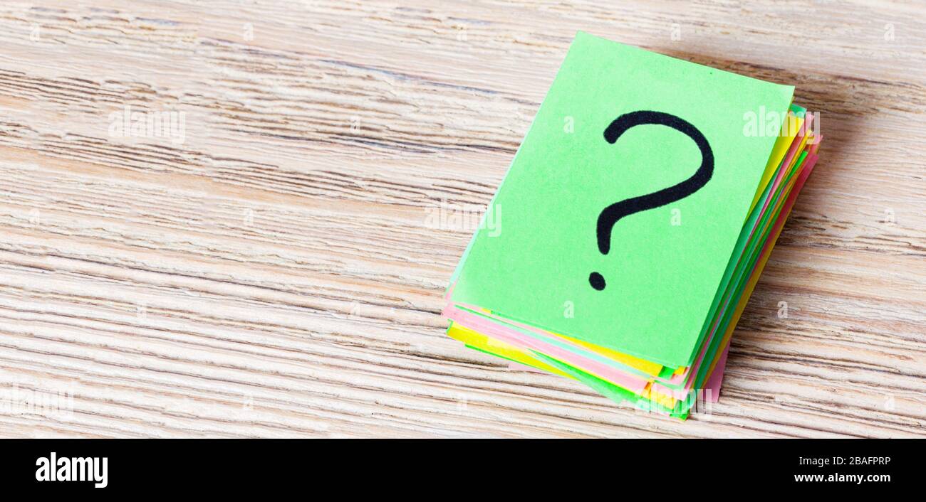 colorful question marks written reminders tickets. ask or business ...