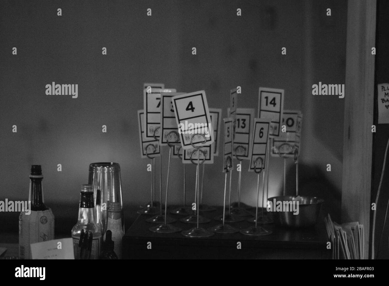 Black and white bar order tickets Stock Photo - Alamy