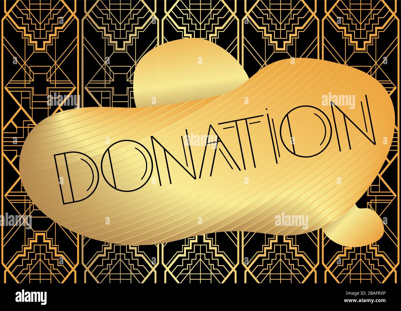 Art Deco Donation text. Decorative greeting card, sign with vintage ...