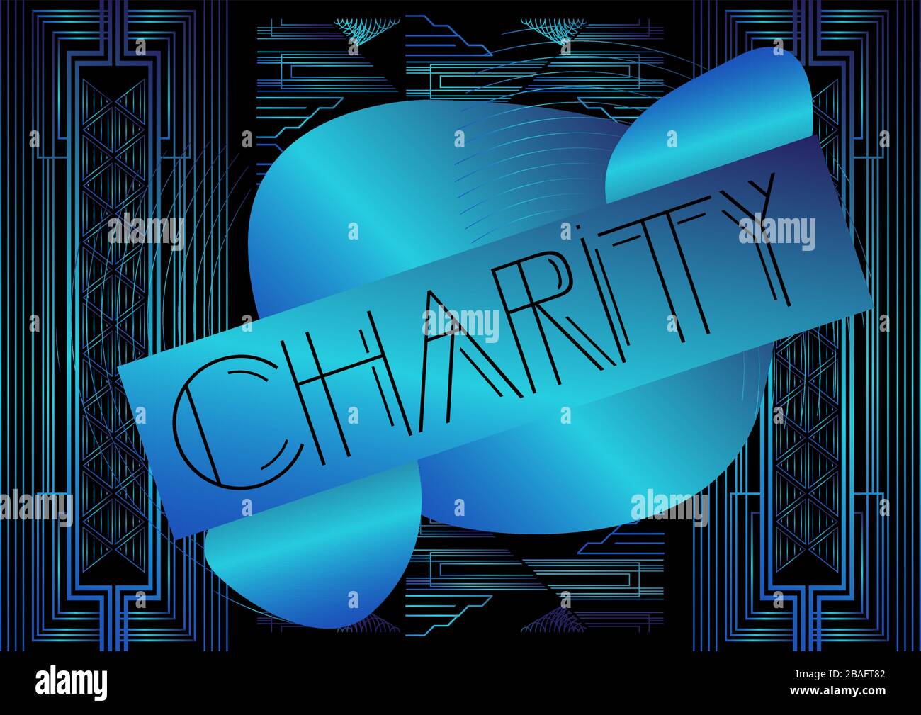Art Deco Charity text. Decorative greeting card, sign with vintage ...