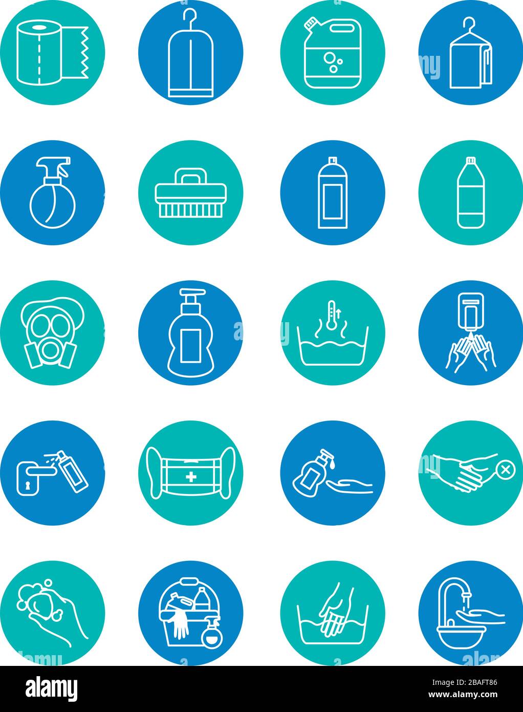 mouth mask and cleaning elements icon set over white background, block ...