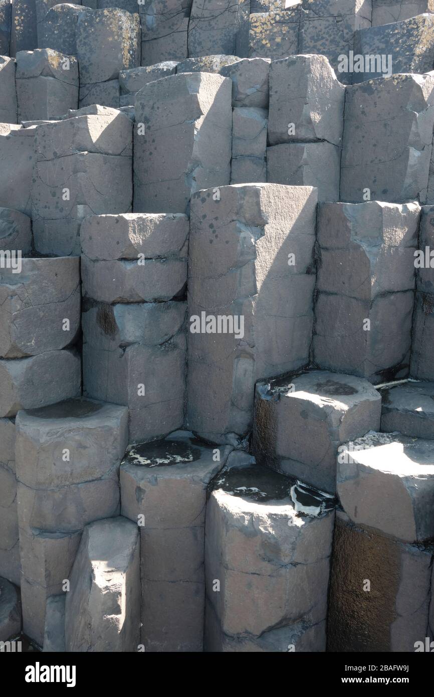 Formation of basaltic columns in Northern Ireland. It is the result of ...