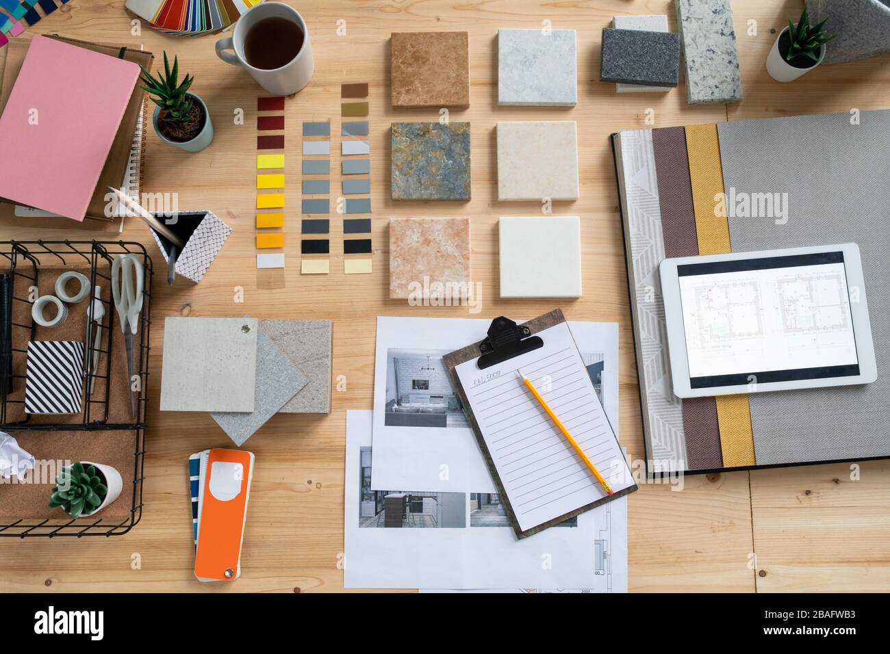 Flat layout of various stuff for work of contemporary designer of ...