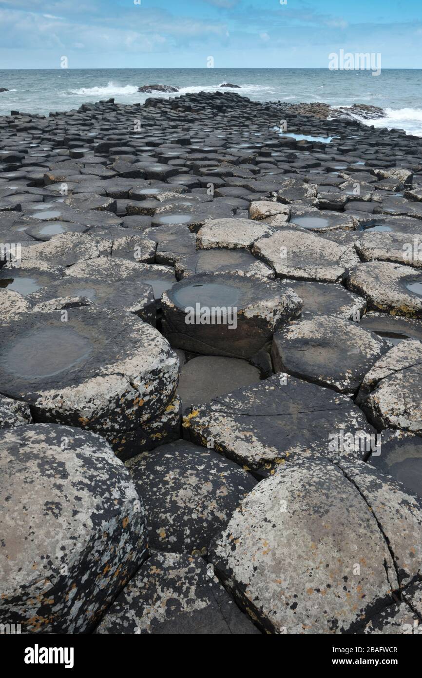 Formation of basaltic columns in Northern Ireland. It is the result of ...