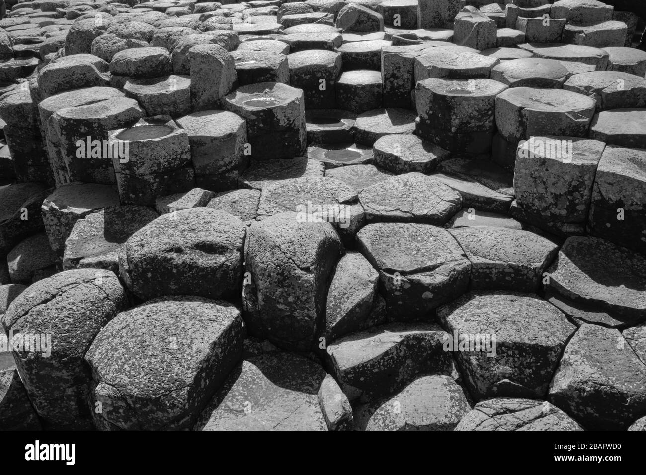 Formation of basaltic columns in Northern Ireland. It is the result of ...
