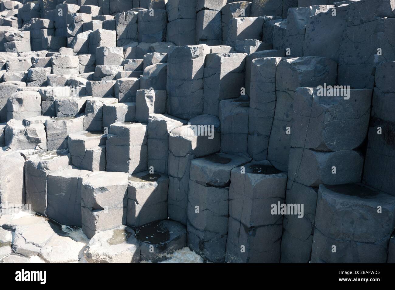 Formation of basaltic columns in Northern Ireland. It is the result of ...