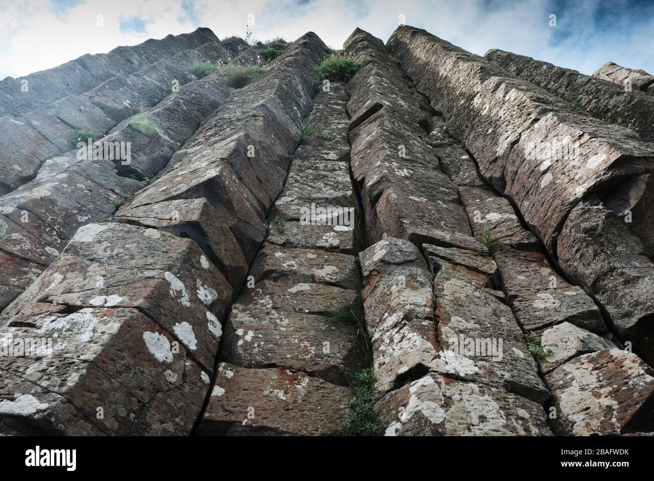 Formation of basaltic columns in Northern Ireland. It is the result of ...