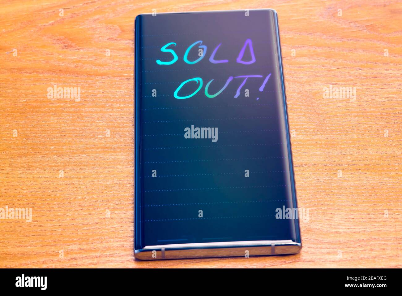 Sold out message on generic mobile phone display Stock Photo - Alamy