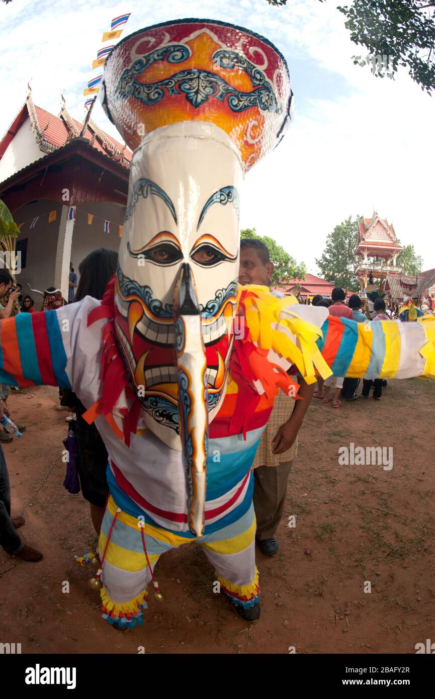 Phi Ta Khon Festival ( Traditional ghost mask festival ) Young people ...