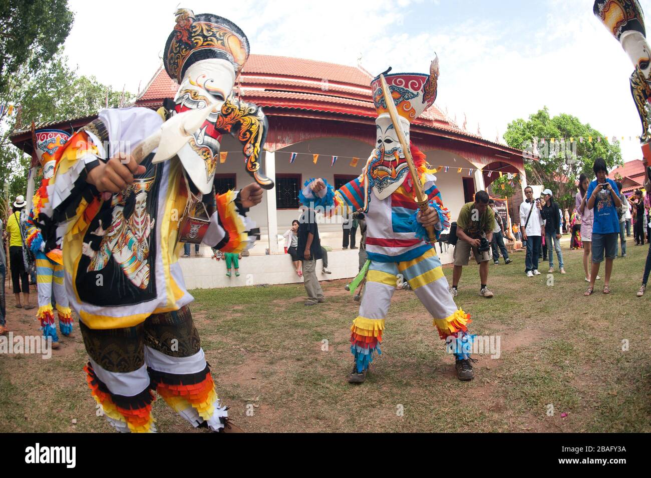 Phi Ta Khon Festival ( Traditional ghost mask festival ) Young people ...