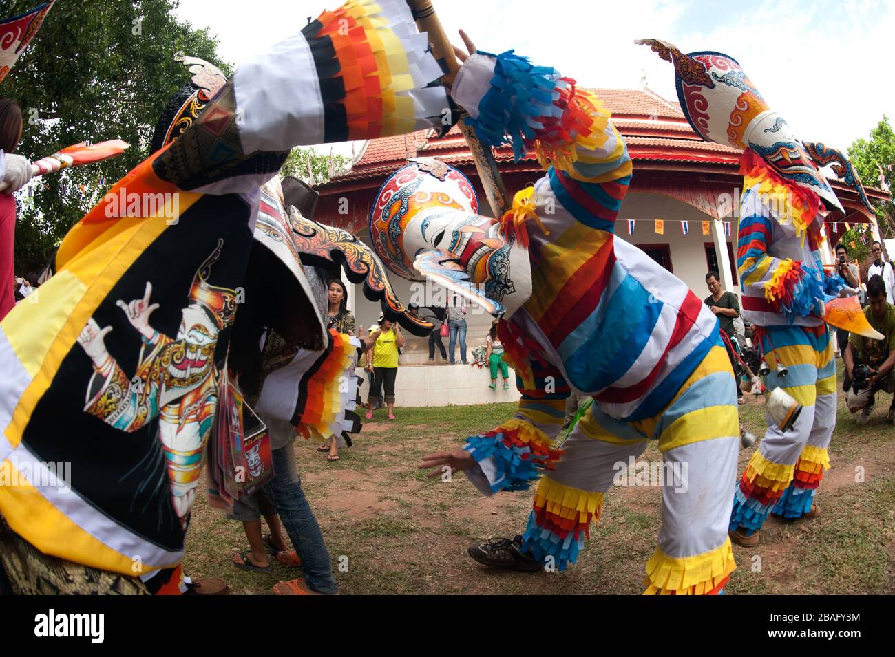 Phi Ta Khon Festival ( Traditional ghost mask festival ) Young people ...