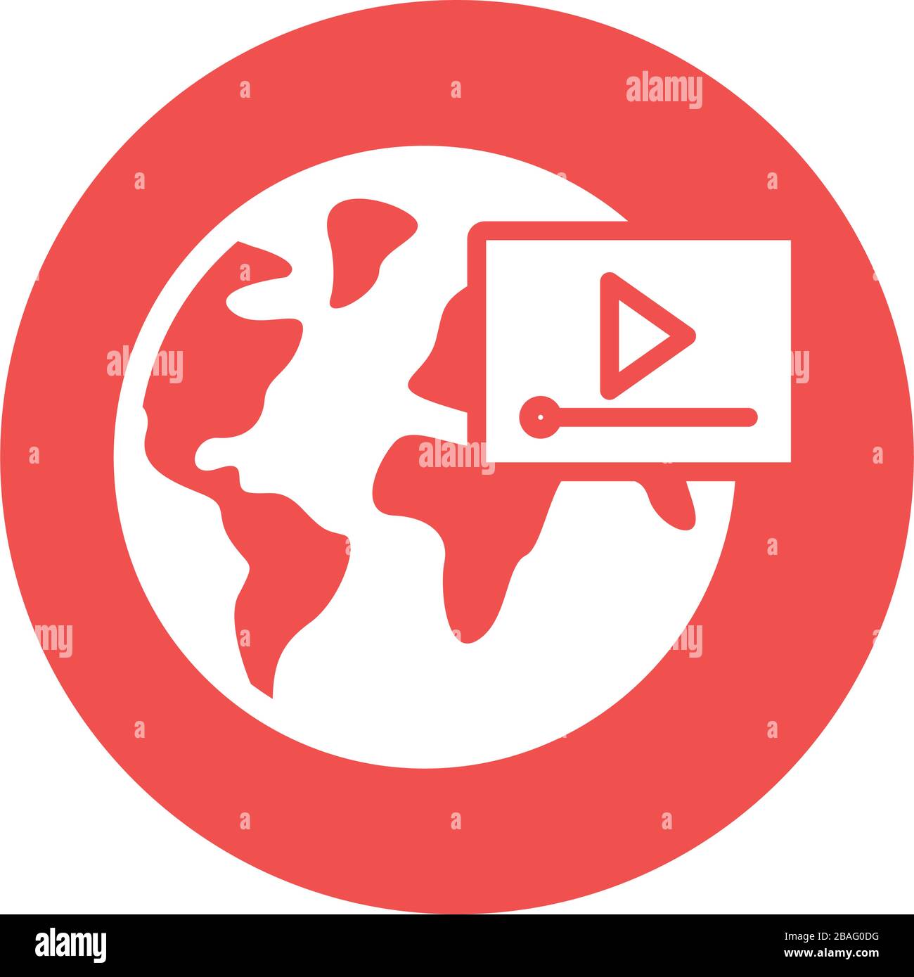 earth planet with media player education online block style Stock ...