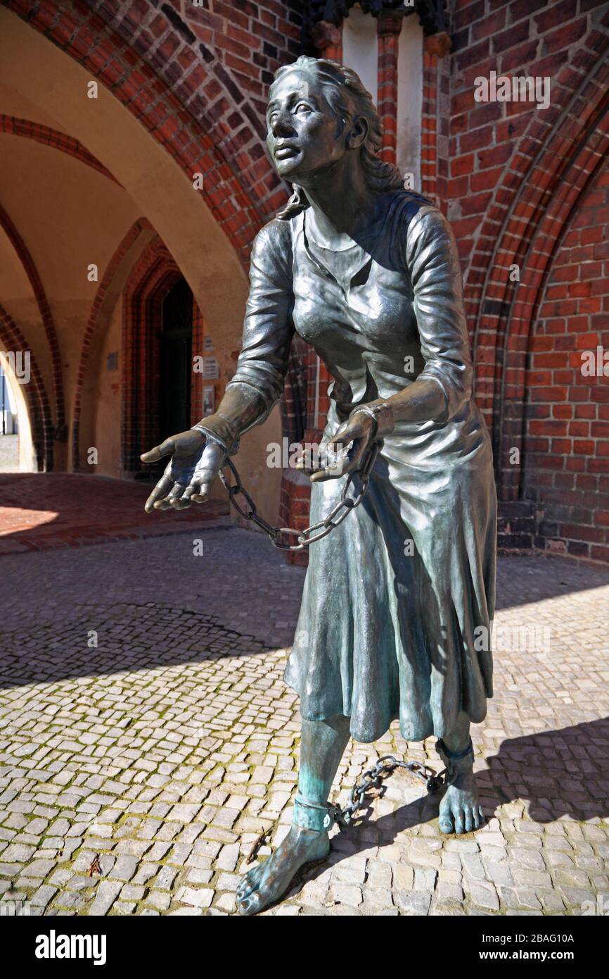Grete-Minde-Monument,Tangermuende, Tangermünde, Altmark, Saxony-Anhalt ...
