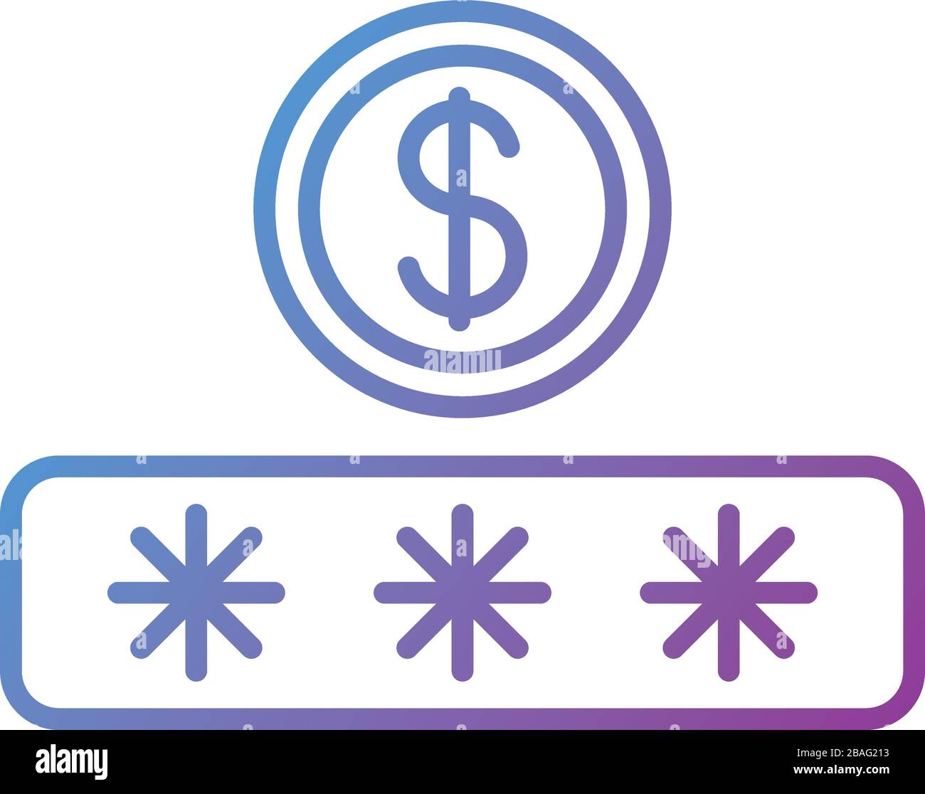 coin dollar with password payment online line degradient style Stock ...