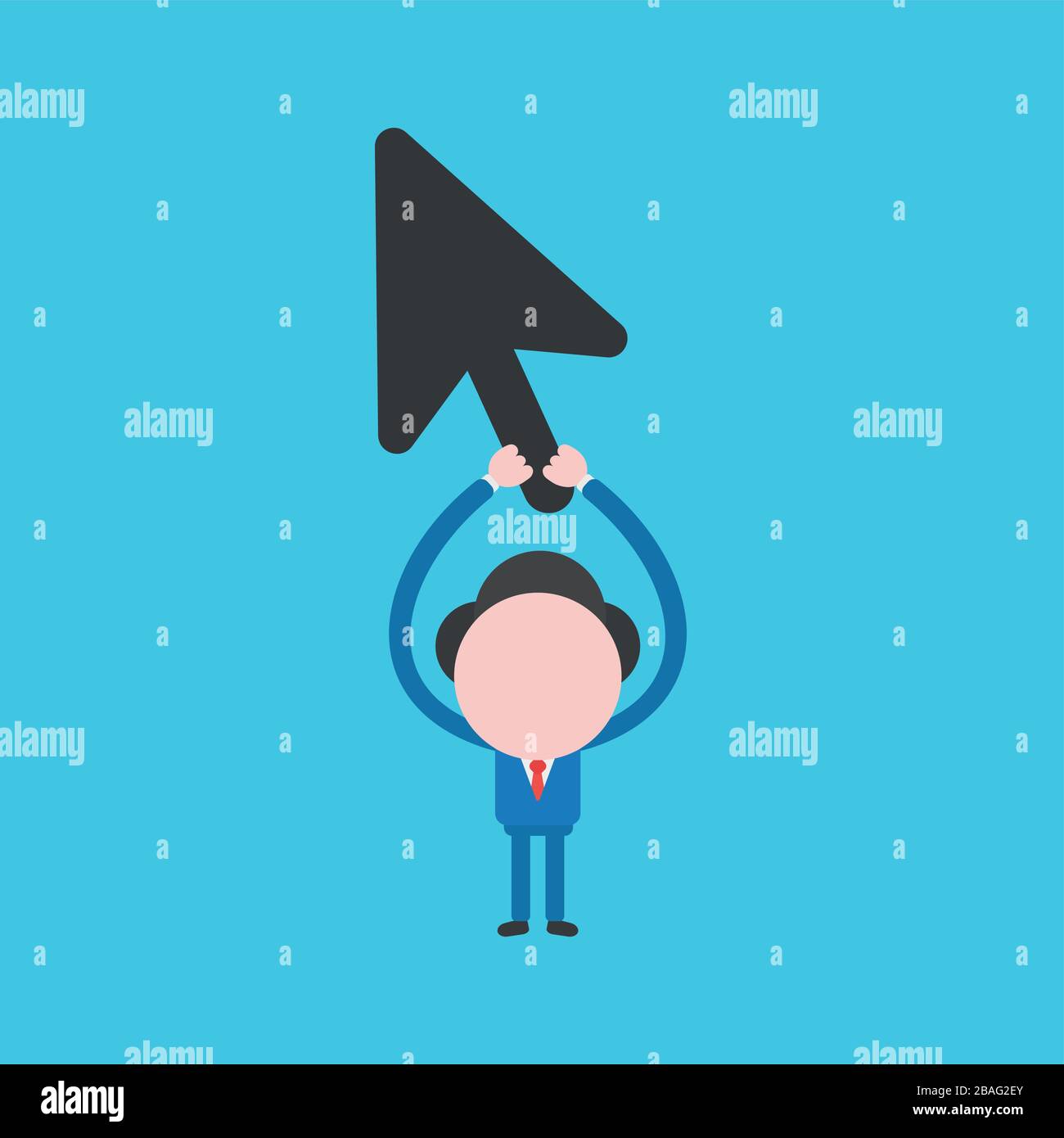 Vector illustration concept of businessman character holding up ...