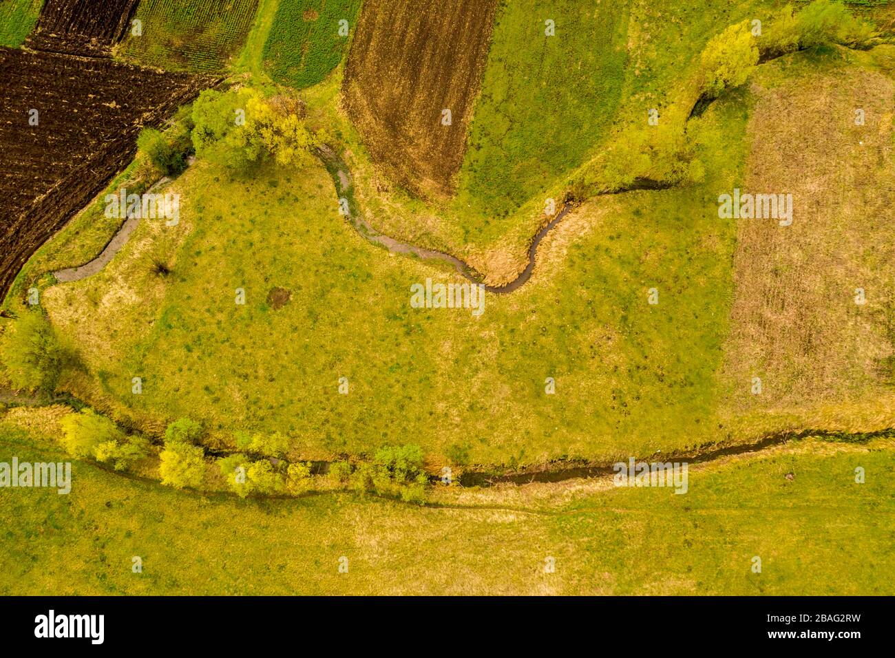 Aerial above wide green river hi-res stock photography and images - Alamy