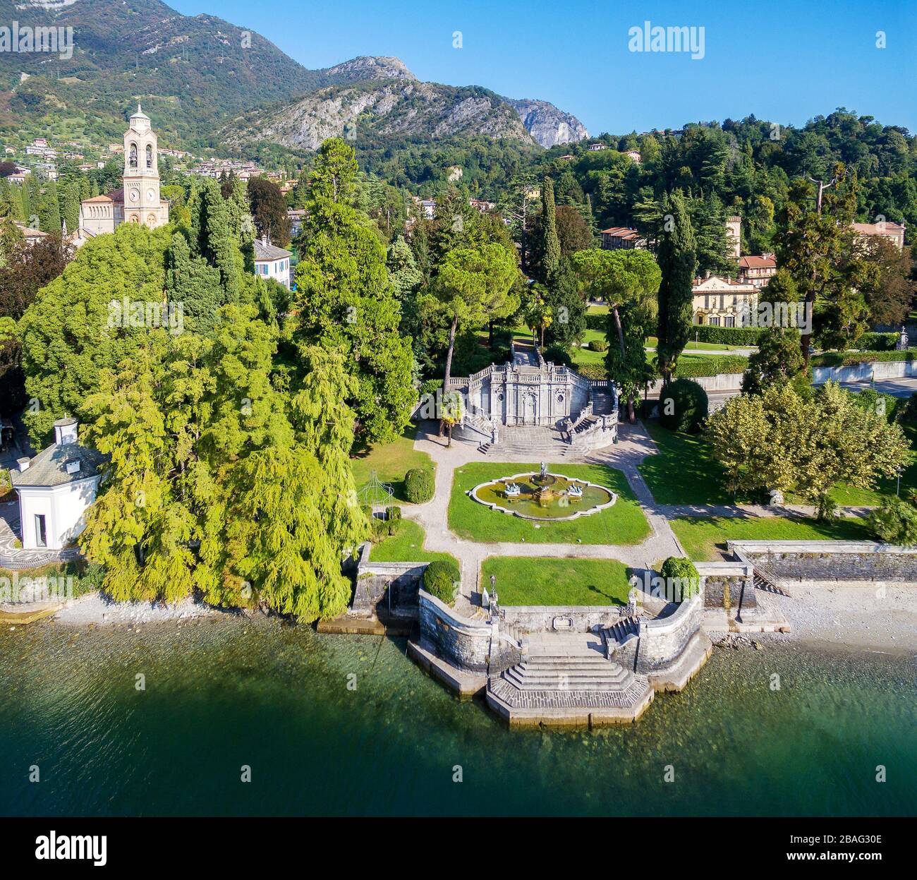 Tremezzo - Lake Como (IT) - Aerial view of the Mayer Park Stock Photo ...