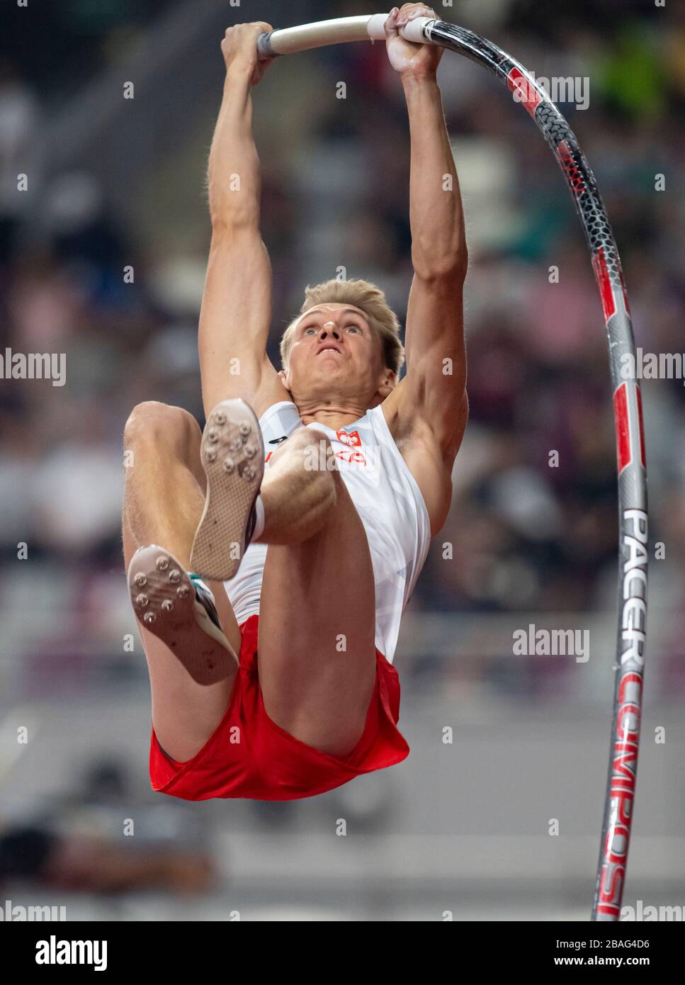 DOHA - QATAR - SEP 28: Robert Sobera (POL) competing in the men’s pole ...