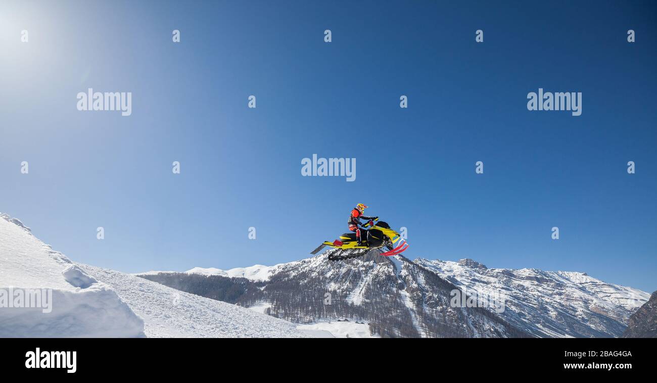 Snow Sled Jump High Resolution Stock Photography and Images - Alamy