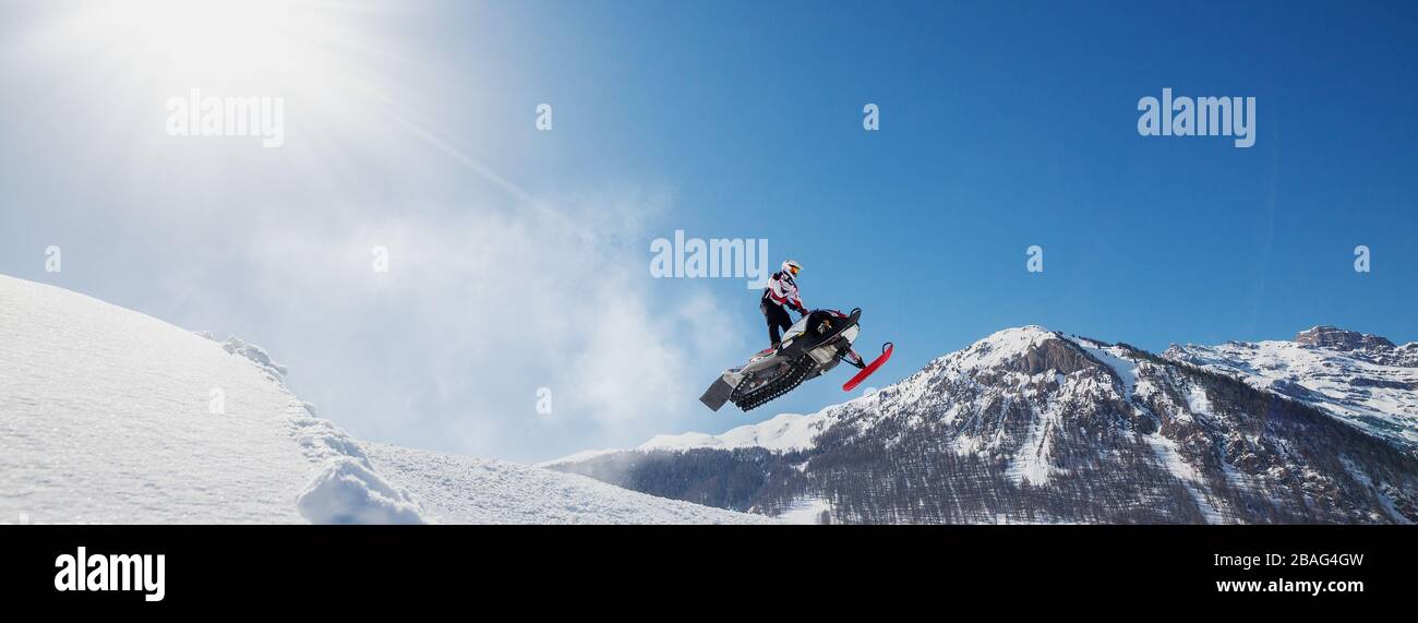 Snow sled jump hi-res stock photography and images - Alamy