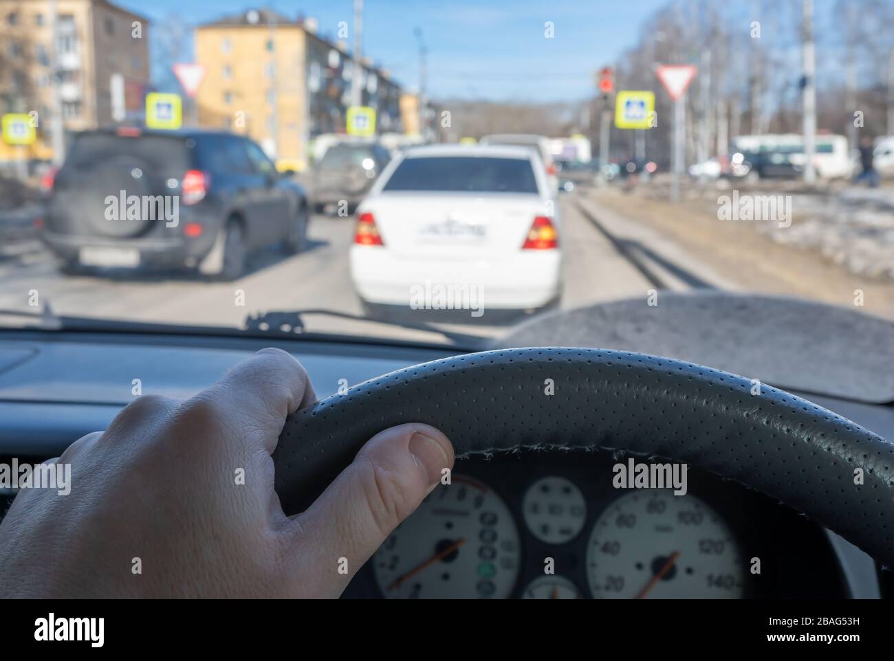 Inside car traffic jam on hi-res stock photography and images - Alamy