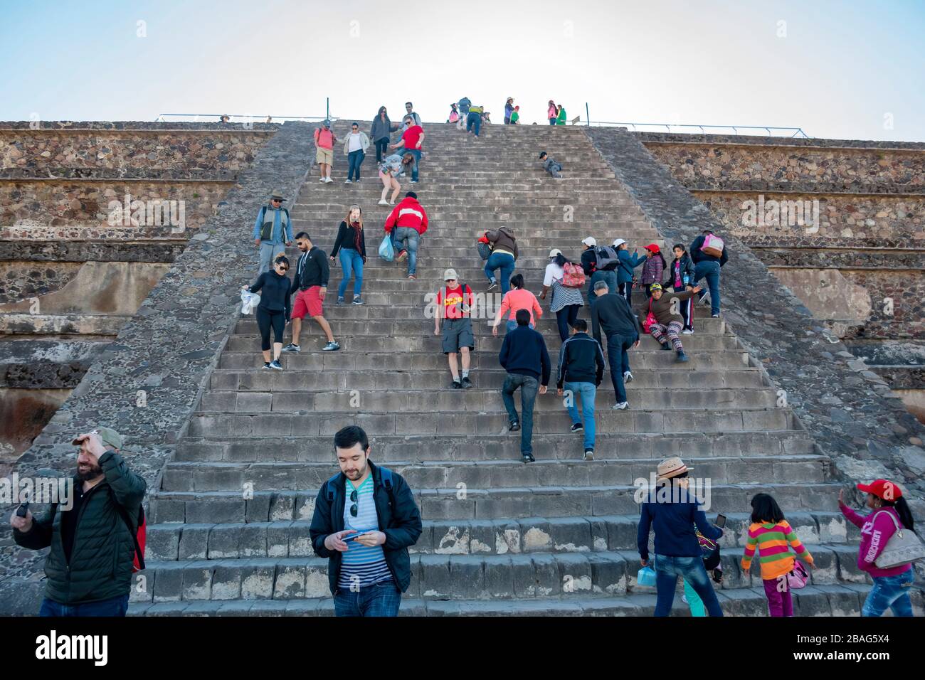 Teotihuacan, FEB 17, 2017 - People walking on the famous Feathered ...