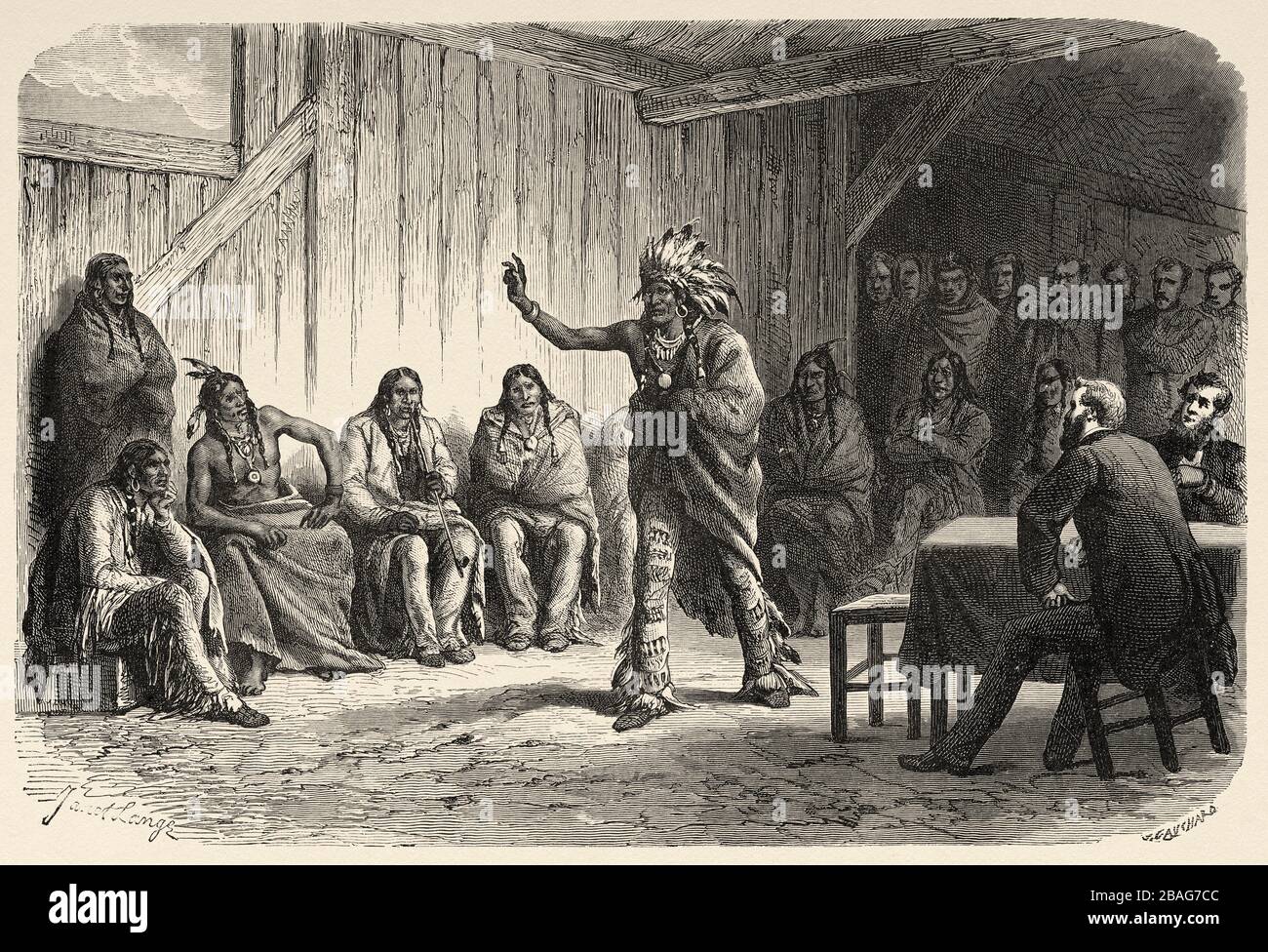 Crows council, Fort Laramie in Cheyenne, November 12, 1867, United ...