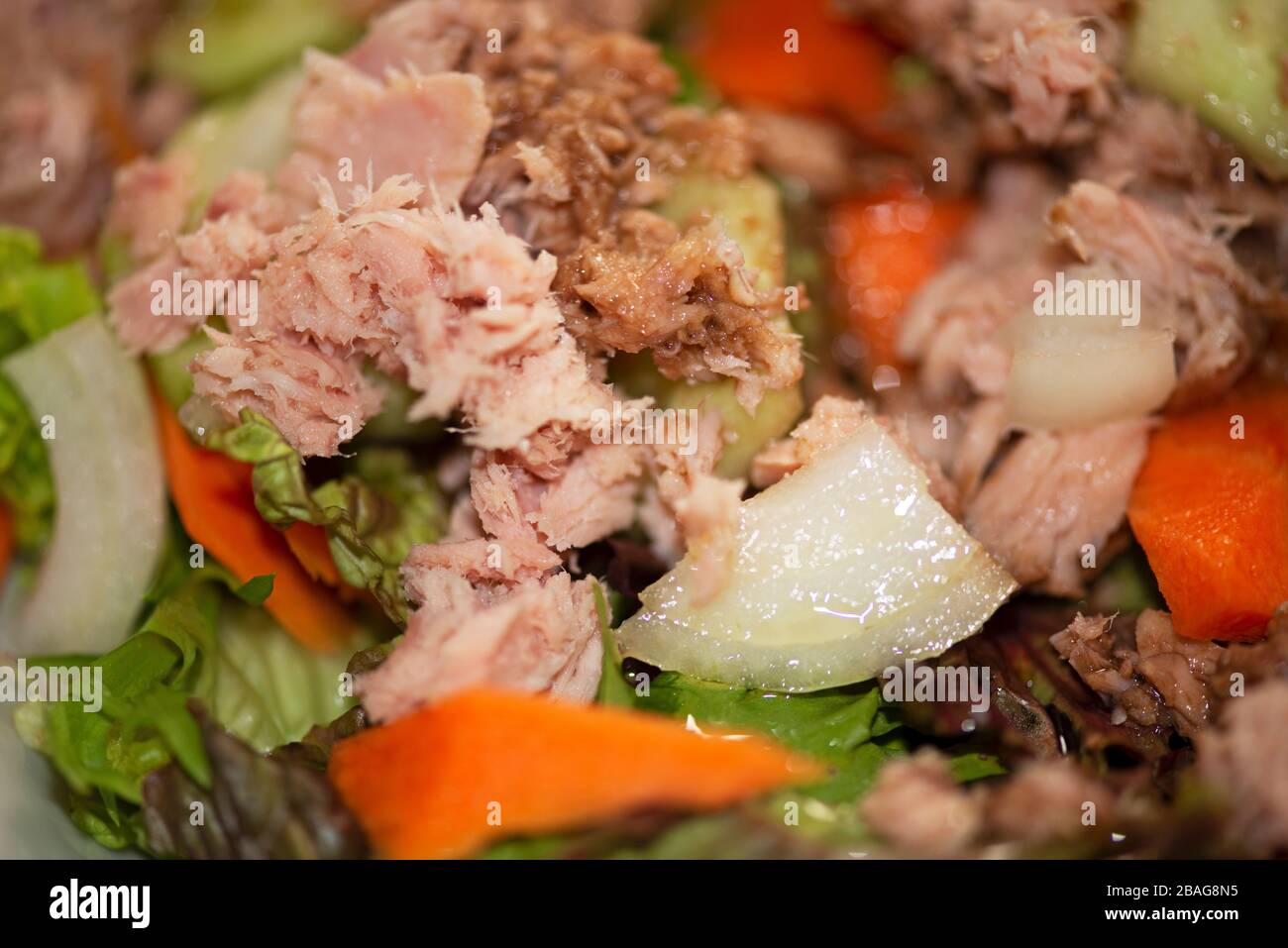 Tuna fish salad close up. Concept : healthy eating habits Stock Photo ...