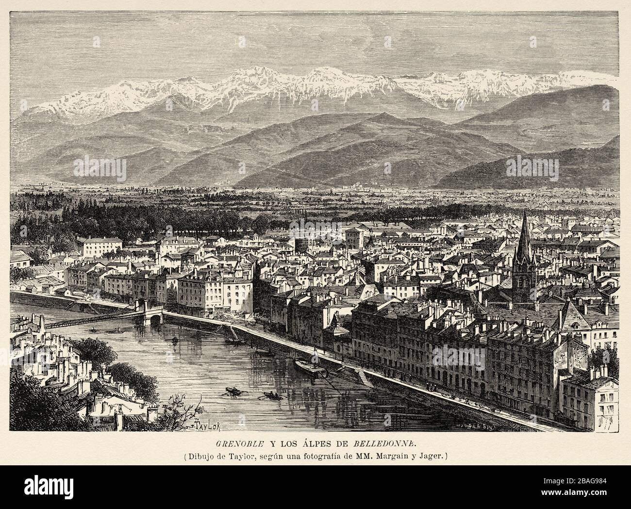 Panoramic general view of the city of Grenoble and the French Alps ...