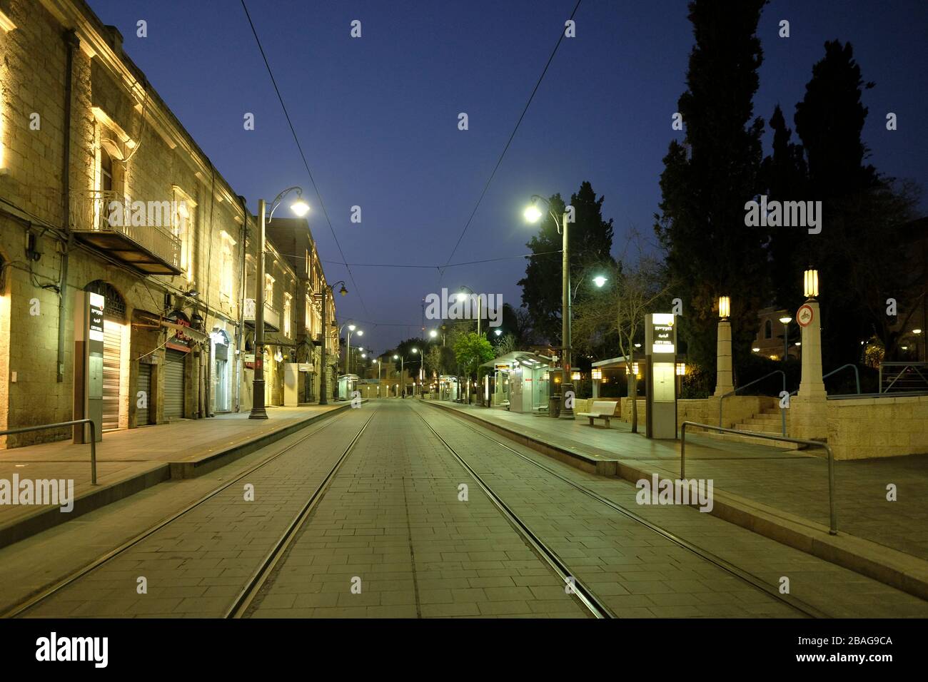 Jaffa road the longest and major street in Jerusalem is seen empty ...