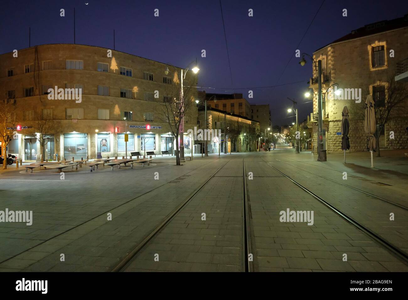 Jaffa road the longest and major street in Jerusalem is seen empty ...