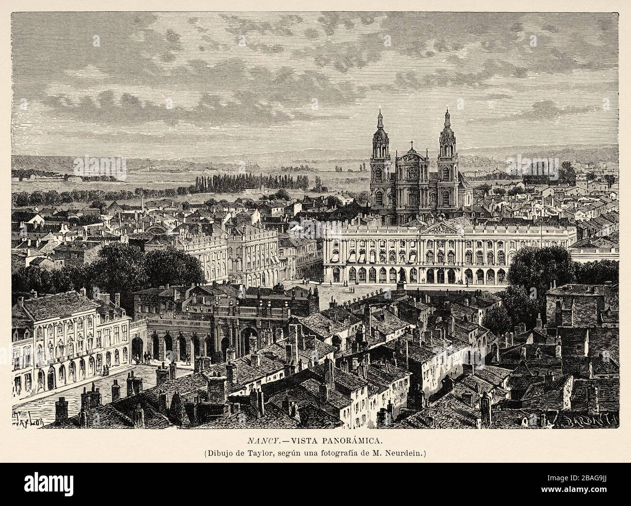 General panoramic view of Nancy, capital of the Meurthe et Moselle ...
