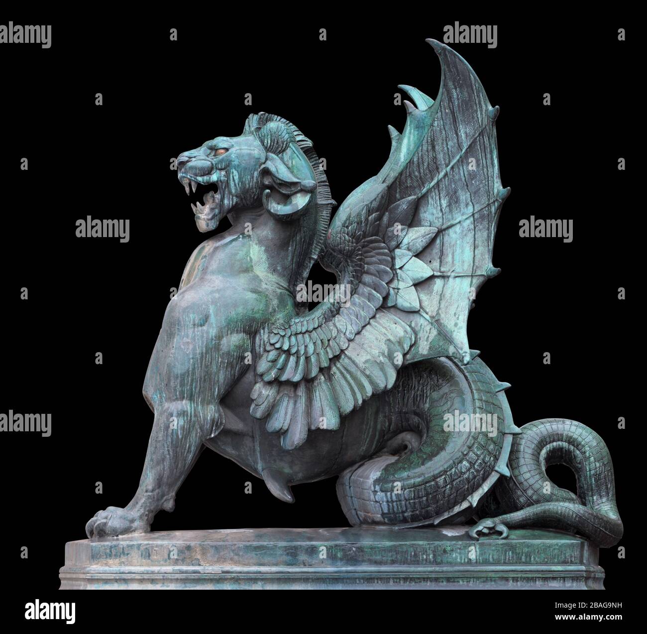 Statue of Dragon, Fountain Saint-Michel, by Henri Alfred Jacquemart ...