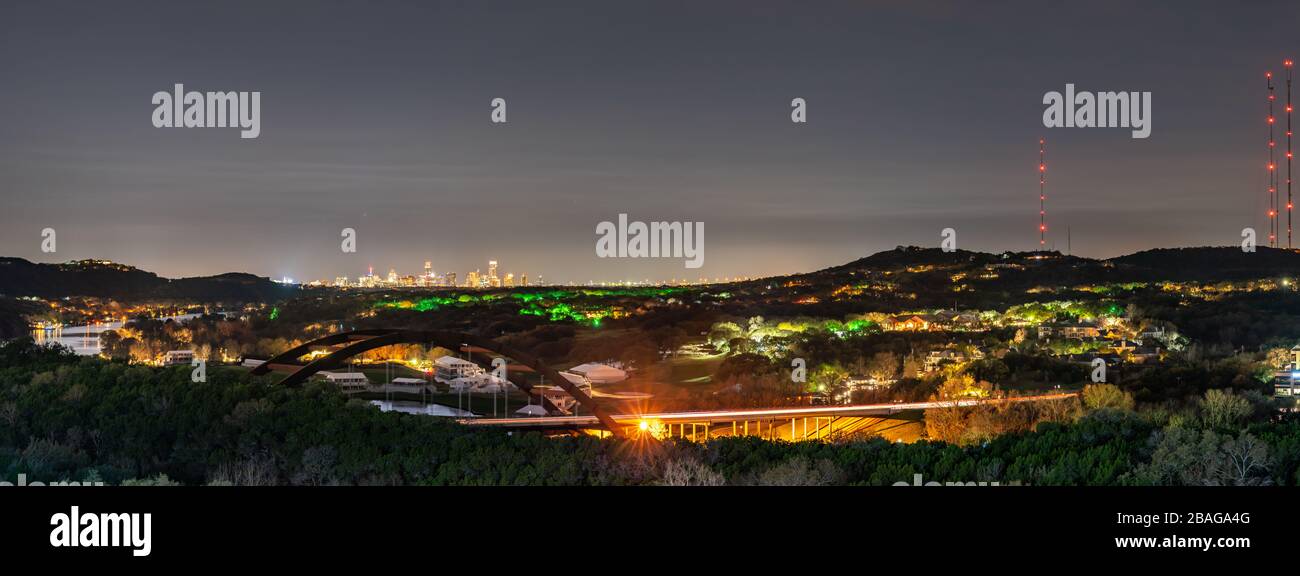Panoramic View of Downtown Austin Skyline from the Austin 360 Bridge ...