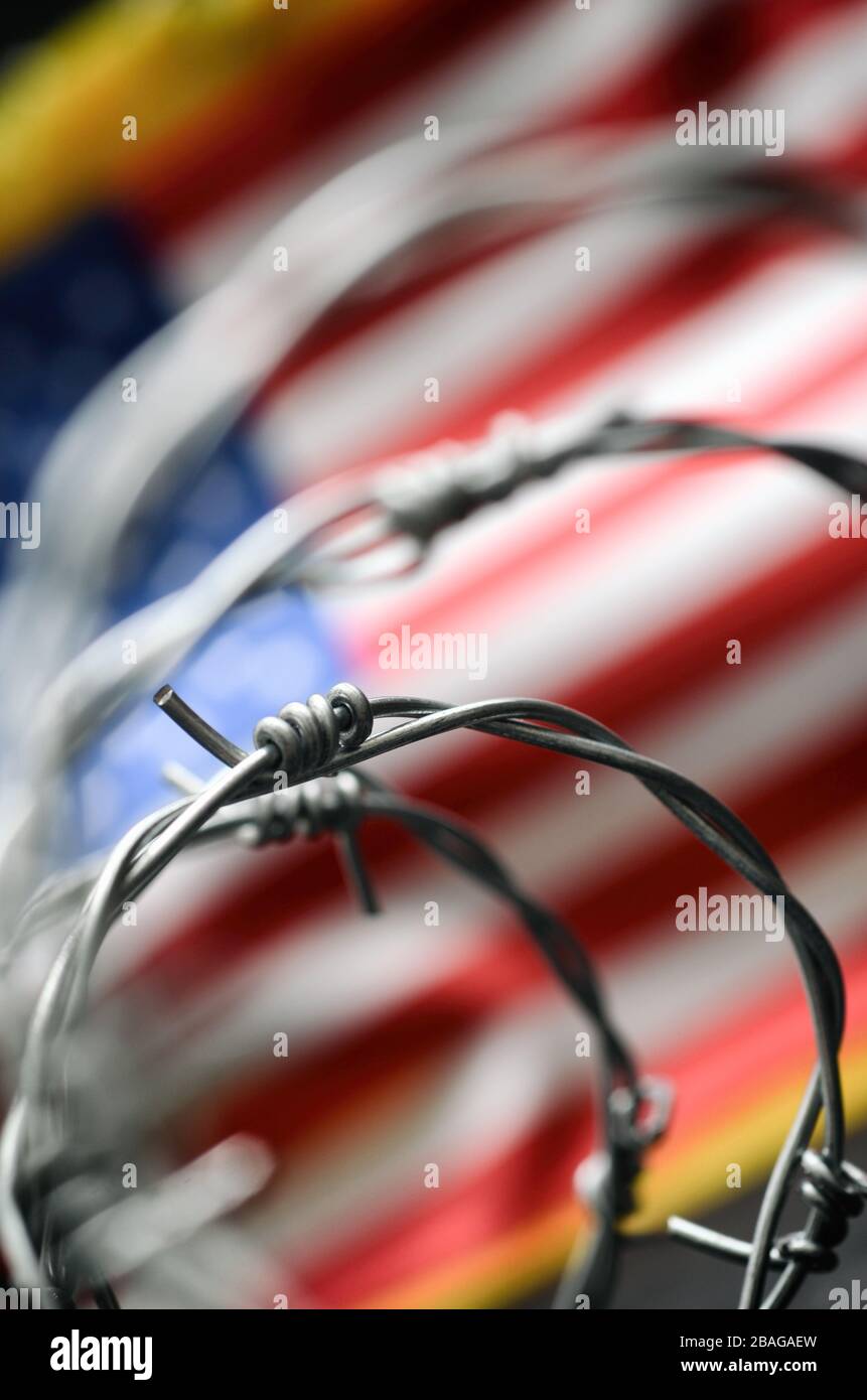 Razor wire american flag hi-res stock photography and images - Alamy