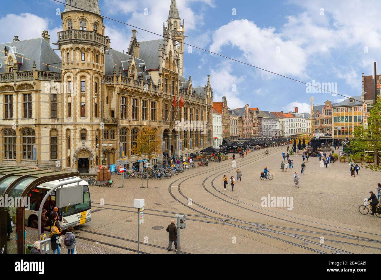 Ghent/Belgium - October 10, 2019: Panoramic view of the historic city ...