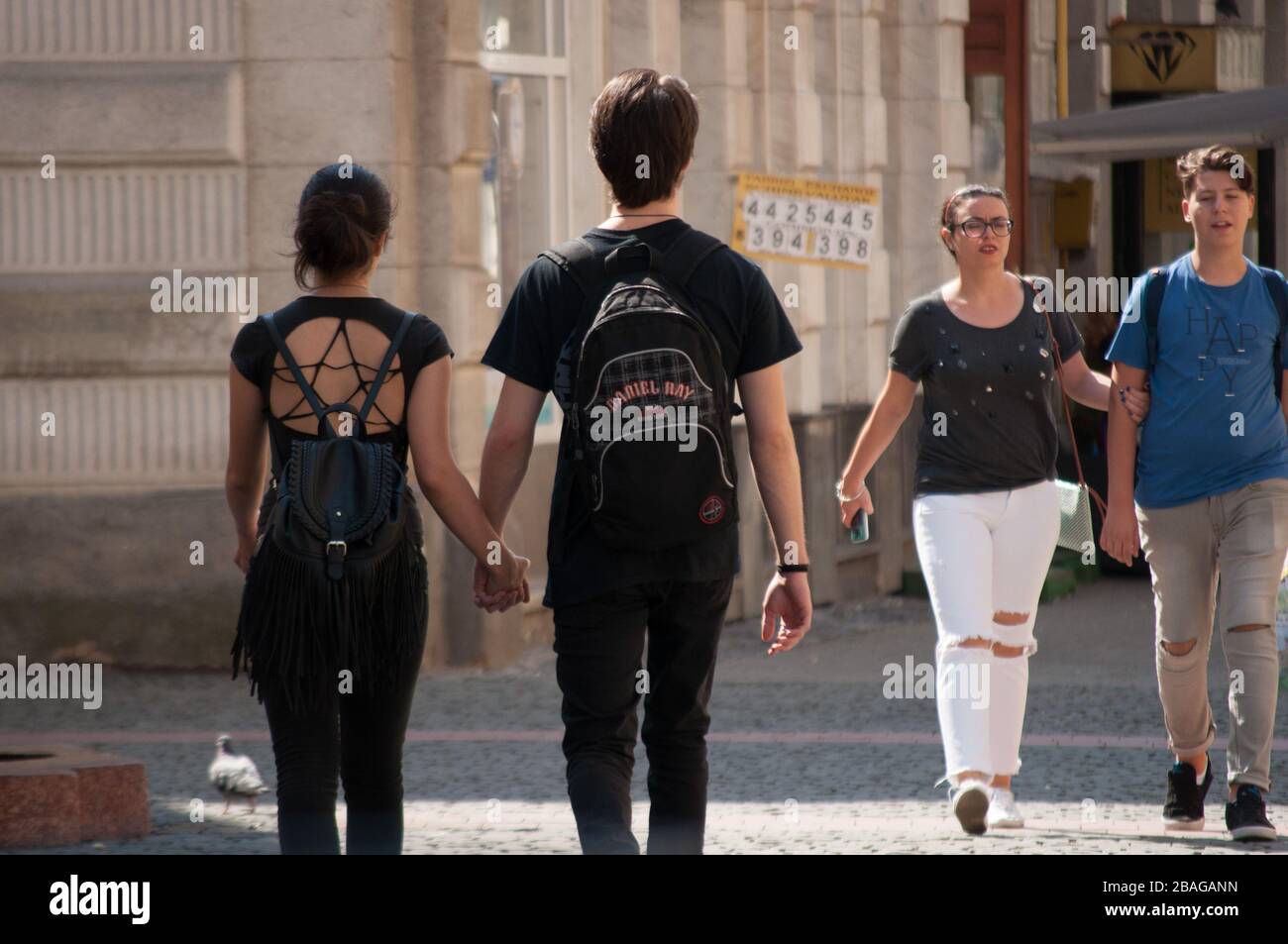 TIMISOARA, ROMANIA - SEPTEMBER 09, 2016: People walking on the street ...