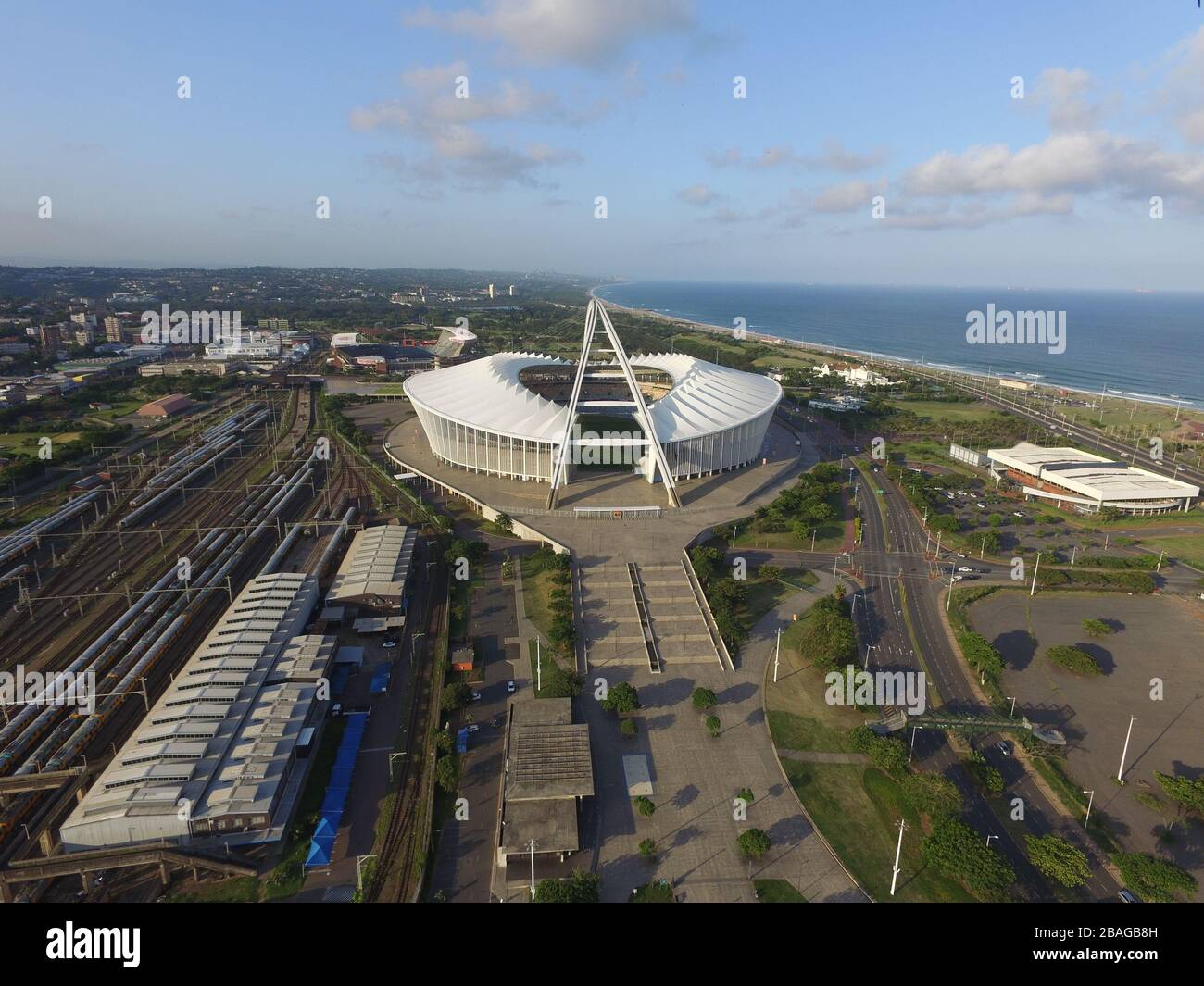 Aerial image of Moses Mabhida stadium in Durban, South Africa Stock ...