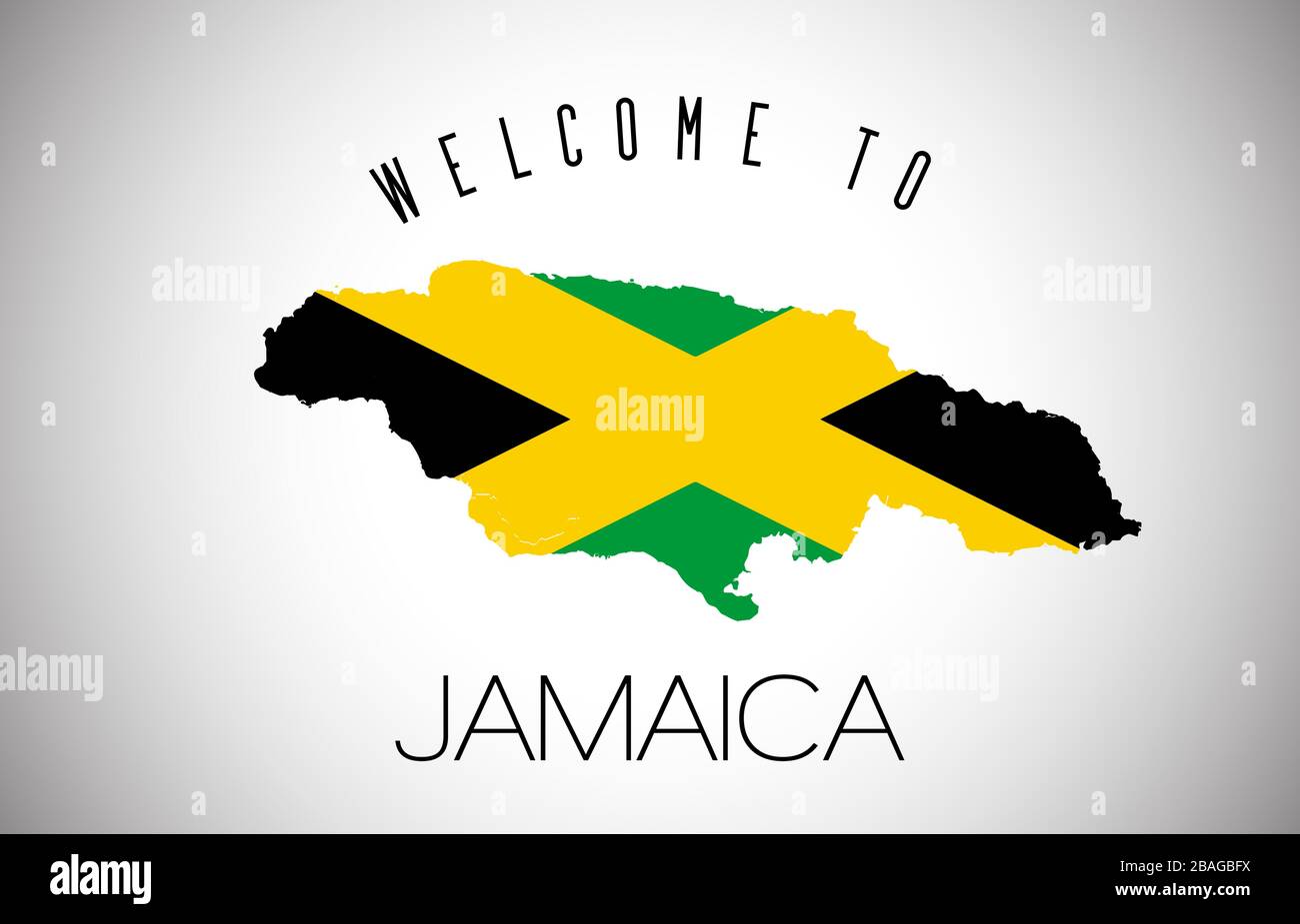 Jamaica Welcome to Text and Country flag inside Country Border Map ...