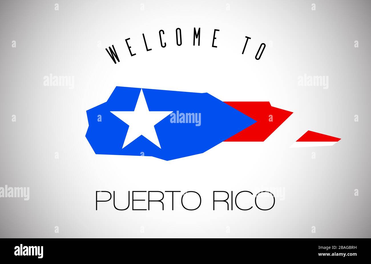Puerto Rico Welcome to Text and Country flag inside Country Border Map ...