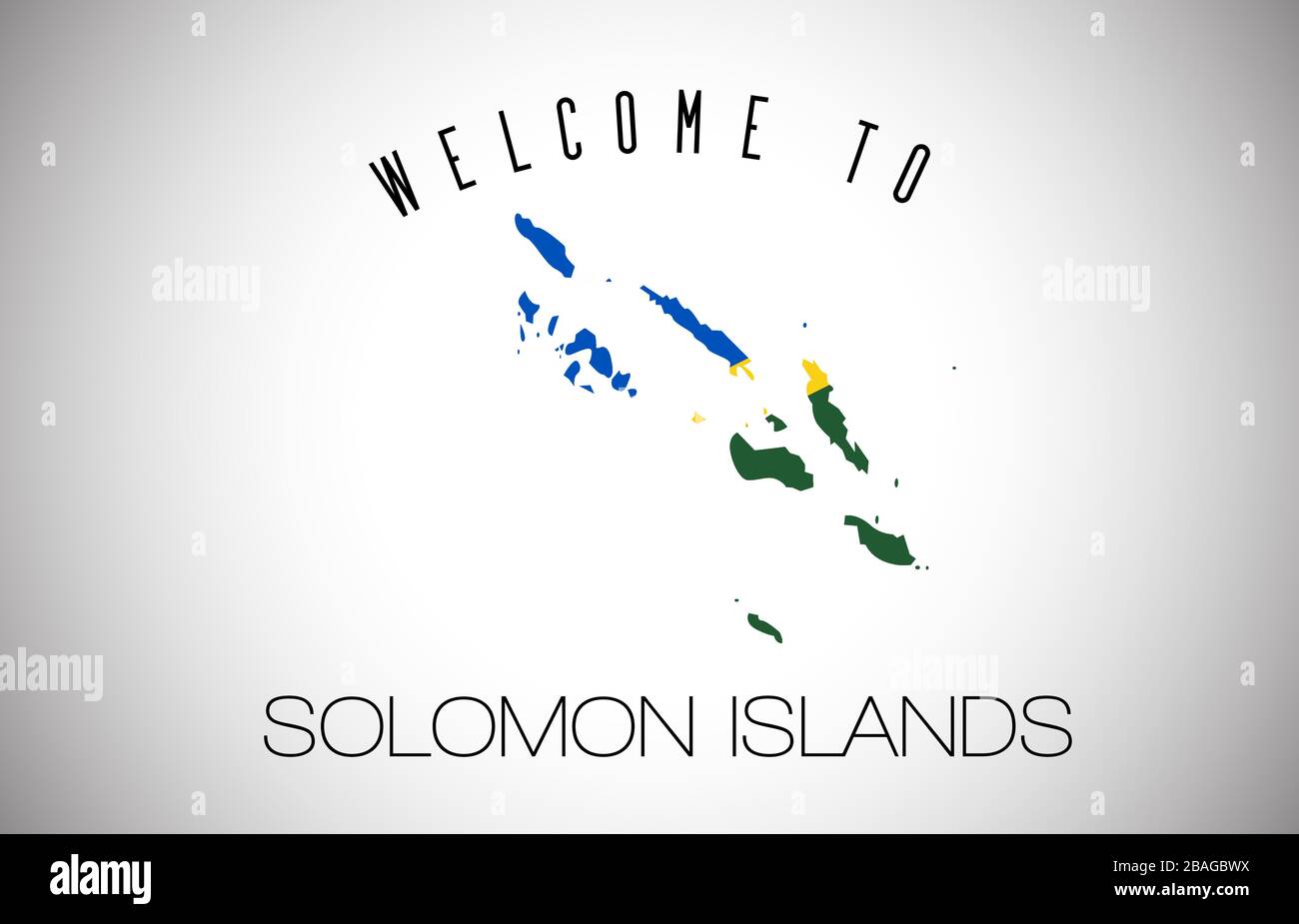 Solomon Islands Welcome to Text and Country flag inside Country Border Map. Solomon Islands map ...