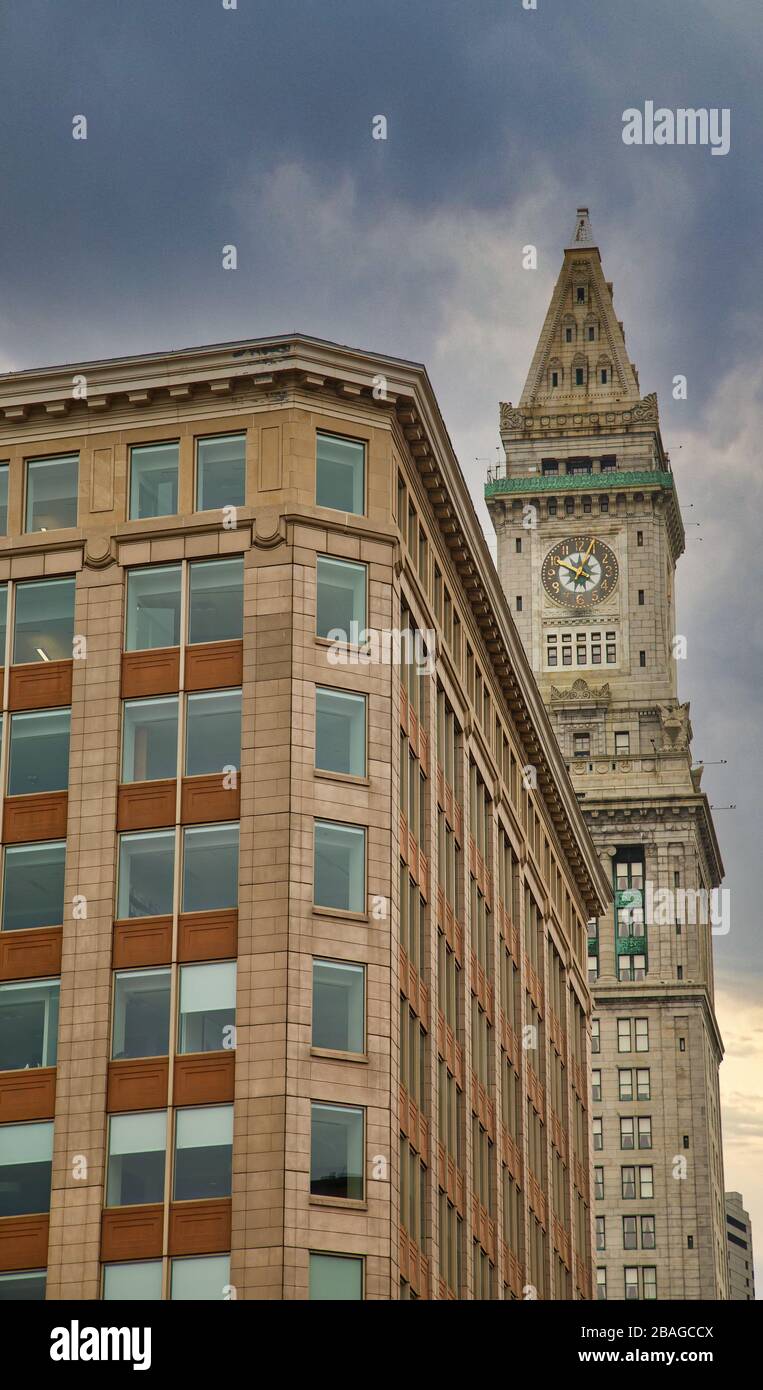 Building and Clock Tower in Boston Stock Photo - Alamy