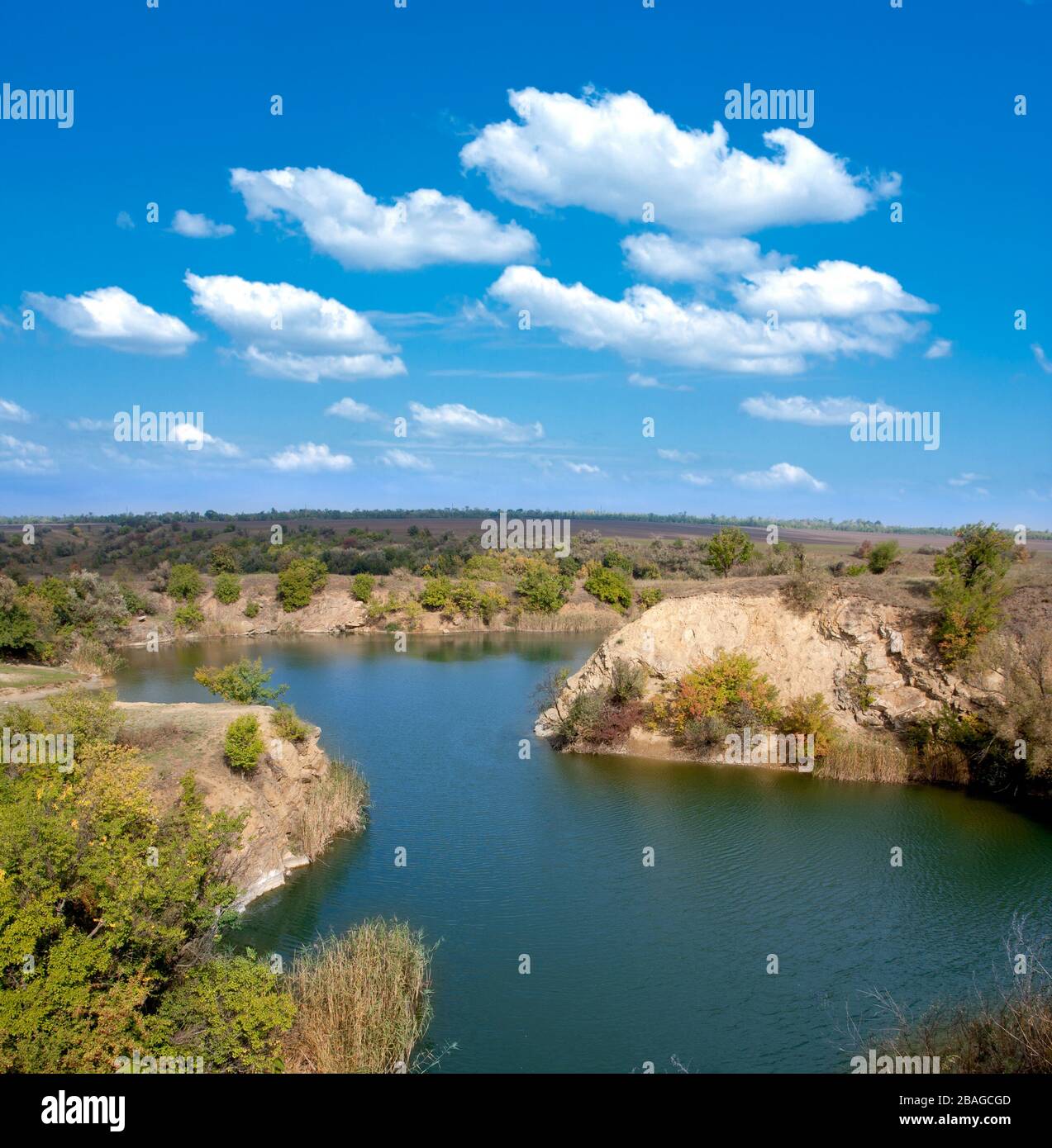 lake in old opencast mine place Stock Photo - Alamy
