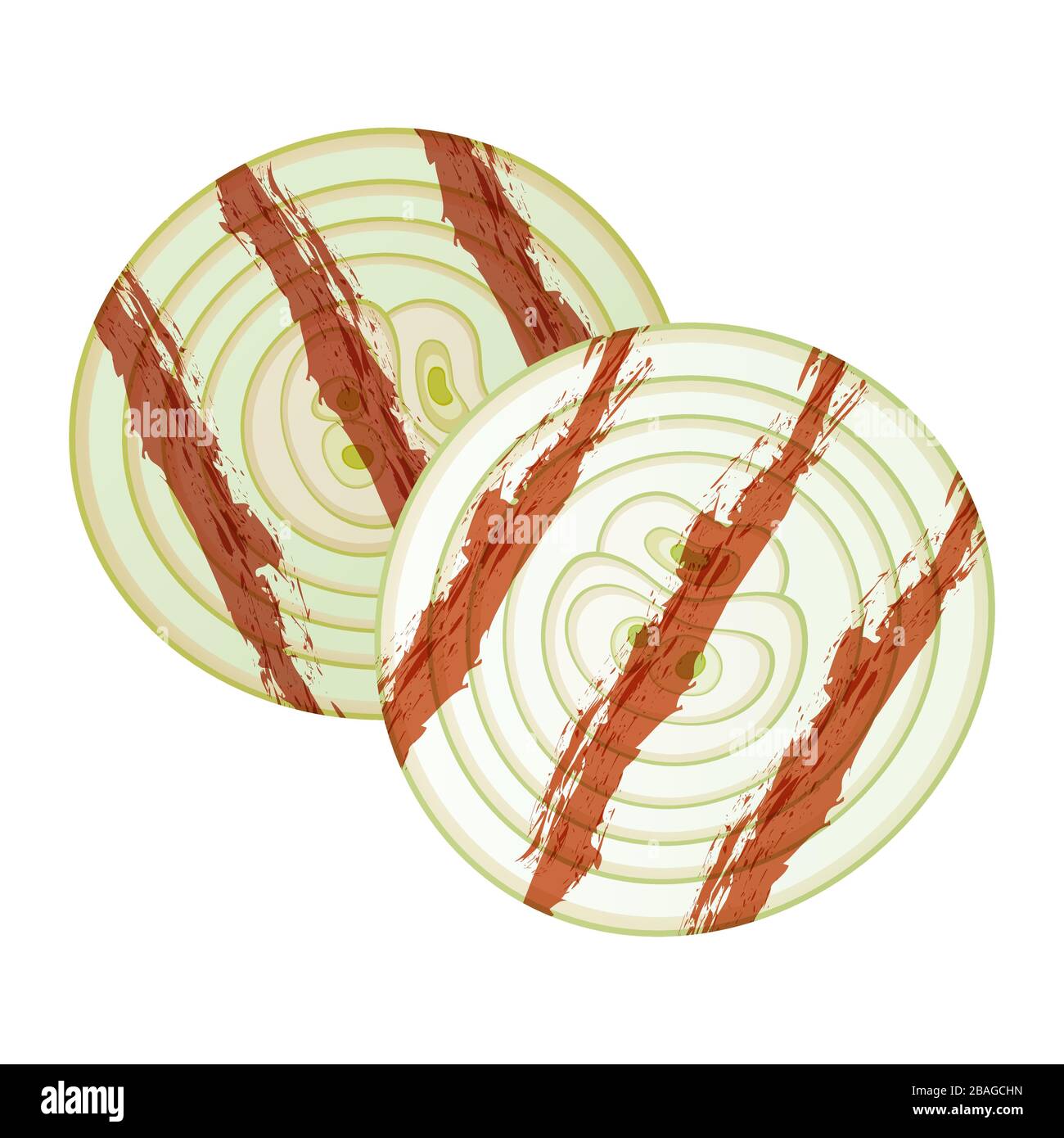 Grilled sliced onion isolated on white background. Rings of onion ...