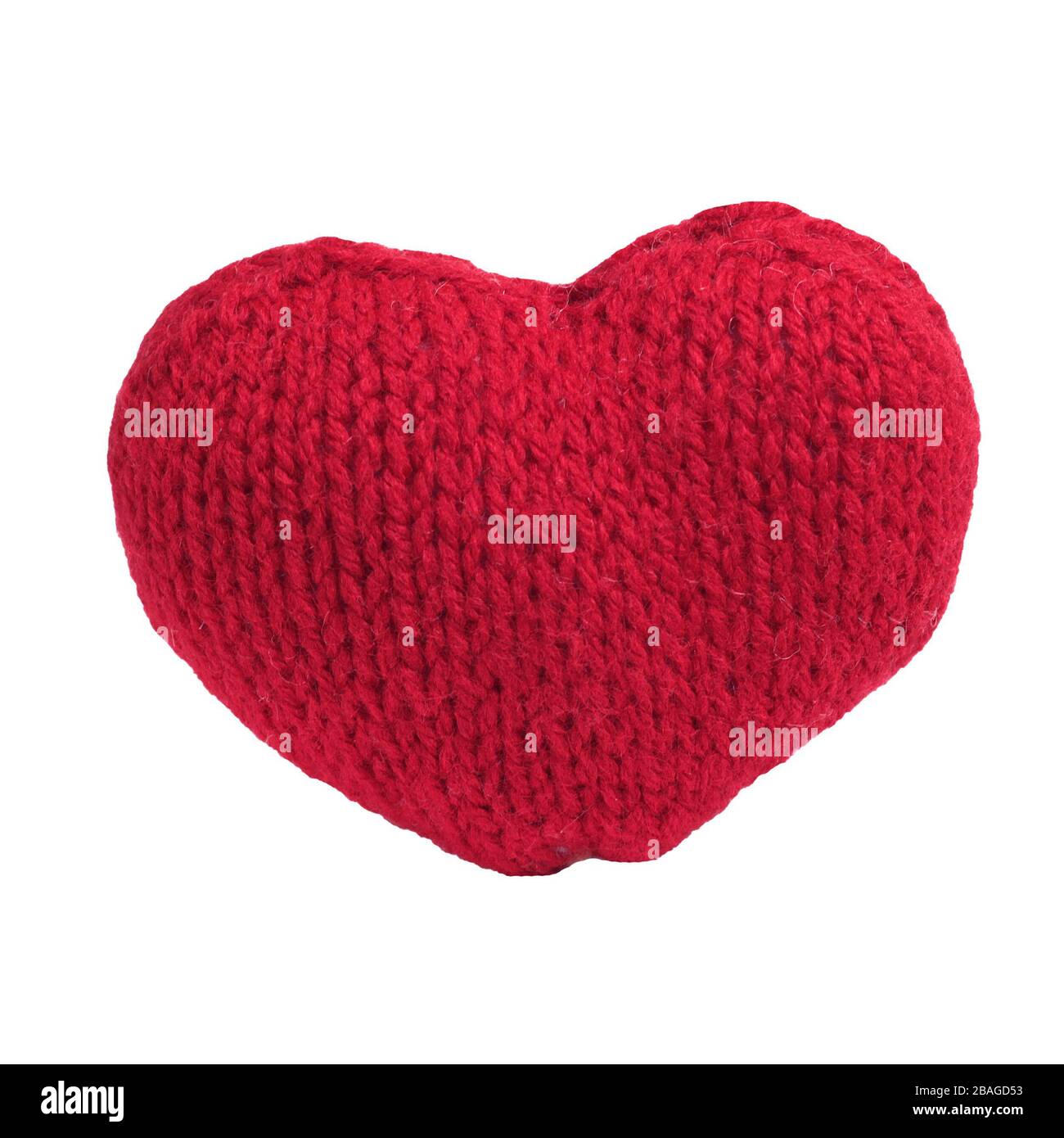 Knitted big red heart isolated Stock Photo - Alamy