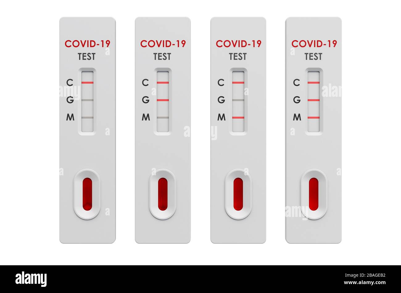 Tests COVID-19 coronavirus, positive and negative rapid test cassettes ...