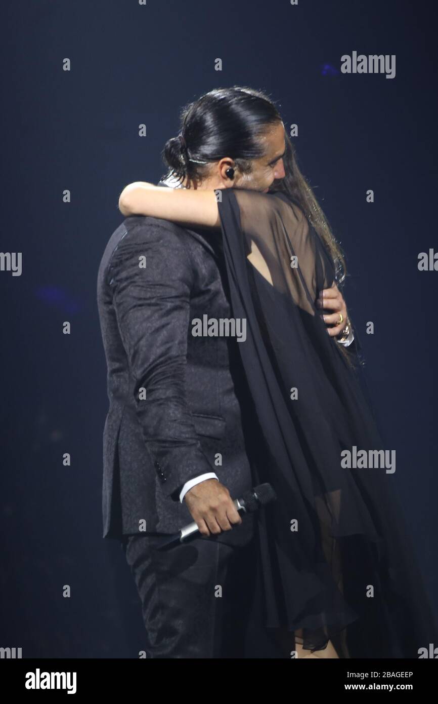 Alejandro Fernandez sings with his daughter Camila Fernández, during ...